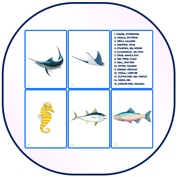 Card Deck: Nouns: Sea Animals (PDF Download) – Autism Visual Designs