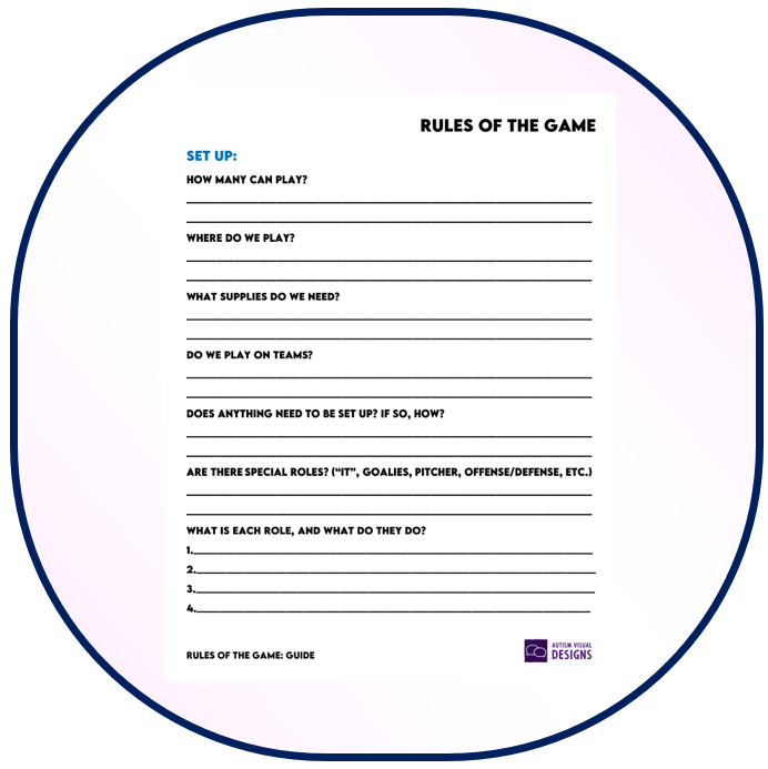 Rules of the Game: Worksheet – Autism Visual Designs