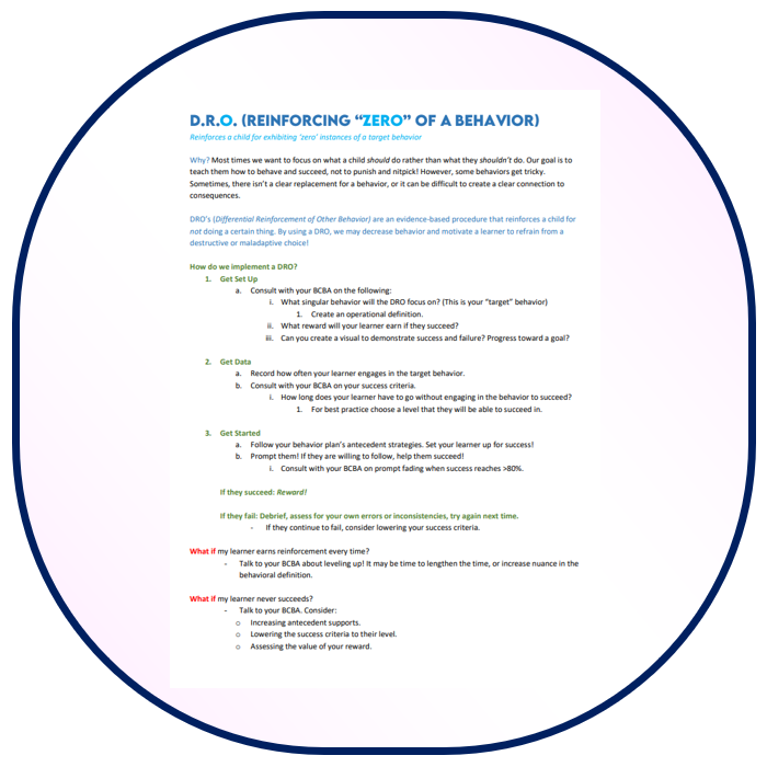 Parent Guide: Reducing a Problem Behavior (DRO) (PDF Download) – Autism ...