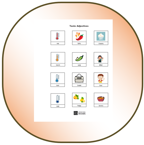 PECS Expansion Pages: Adjectives: Tastes – Autism Visual Designs