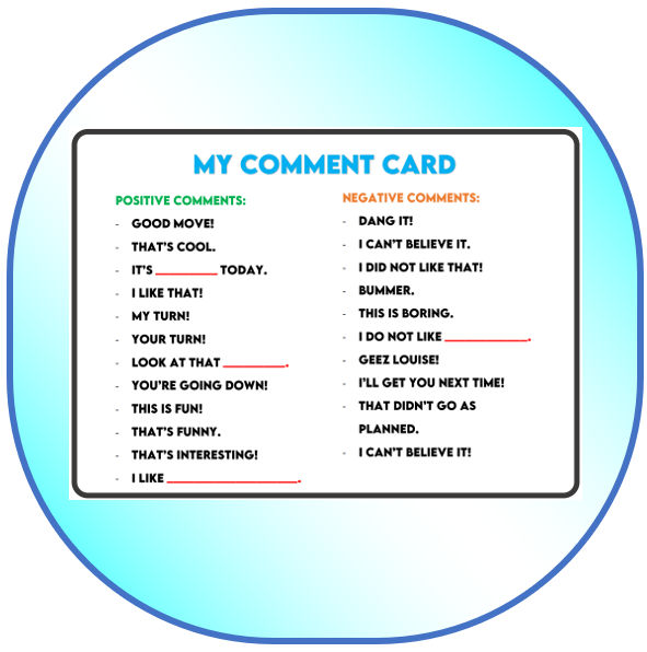 Comment & Question Card (PDF Download) – Autism Visual Designs