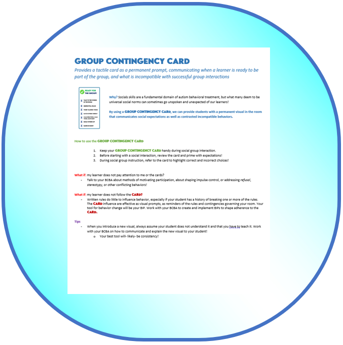 Group Contingency Card (PDF Download) – Autism Visual Designs